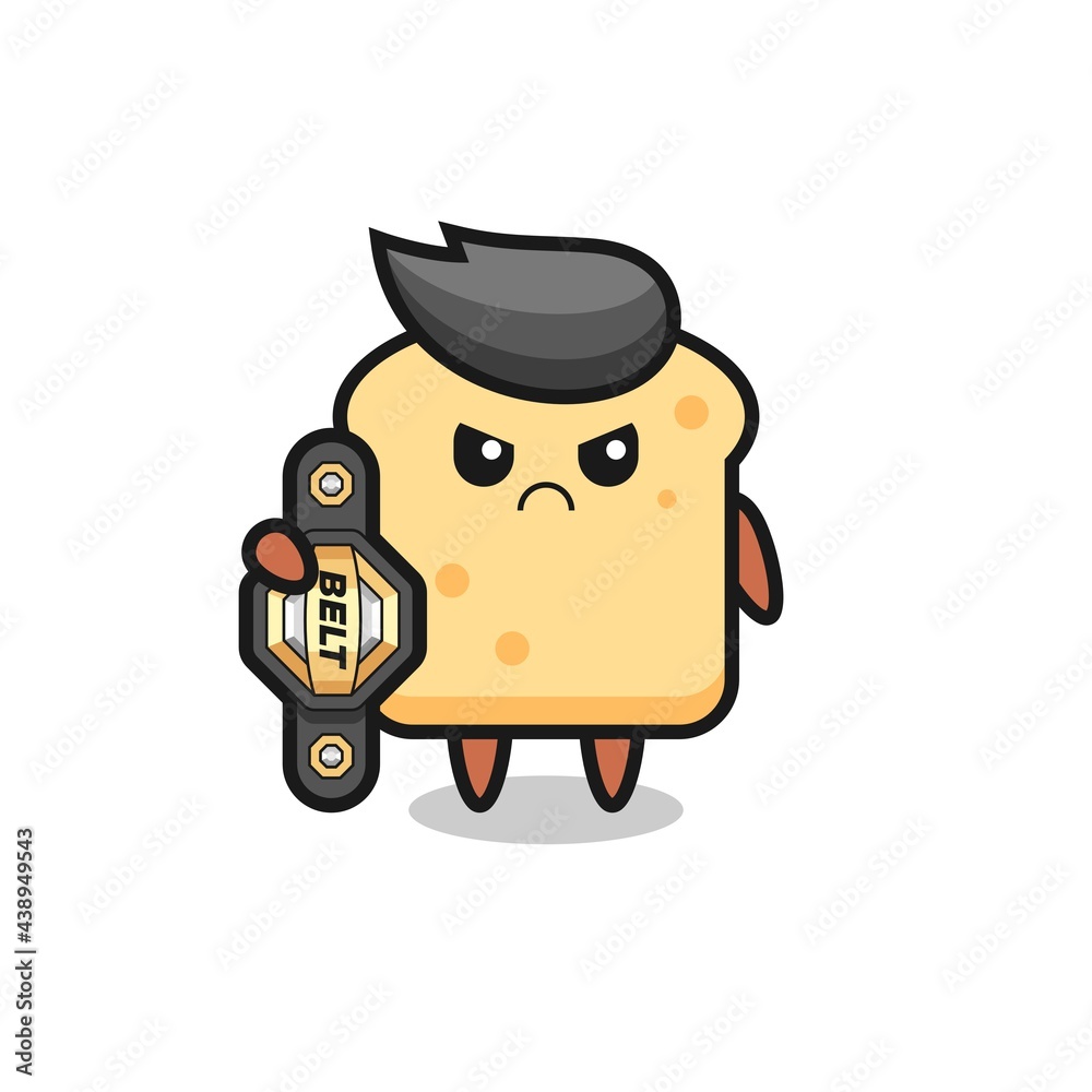 bread mascot character as a MMA fighter with the champion belt Stock ...