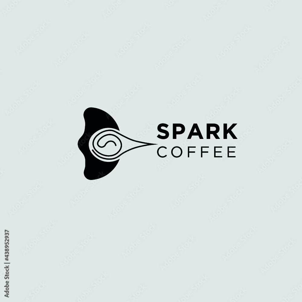 Graphic illustration with spark combined with coffee beans to make the ...
