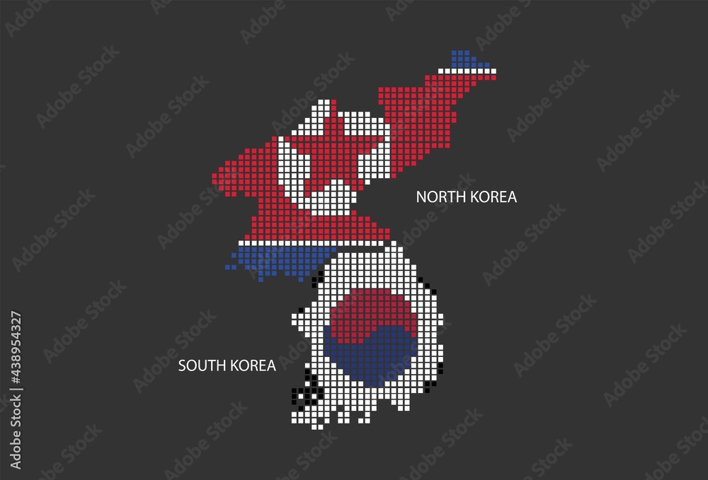 Korea map design flag Korea square, black background. Stock Vector ...