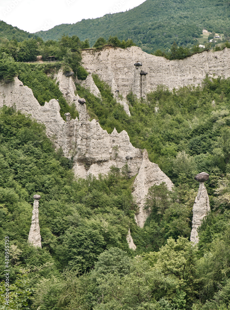 Pyramids of Zone Rock formations, also known as fairy chimneys, earth ...