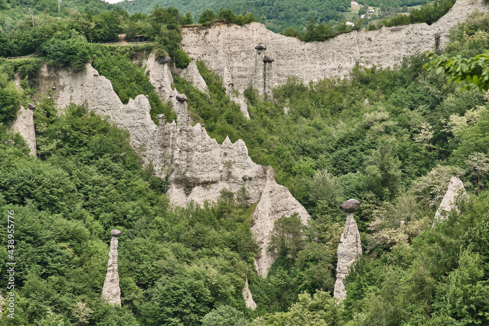 Pyramids of Zone Rock formations, also known as fairy chimneys, earth ...
