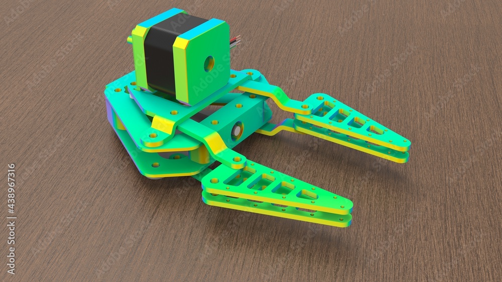 3d Rendering Finite Element Analysis Of A Robotic Gripper Stock