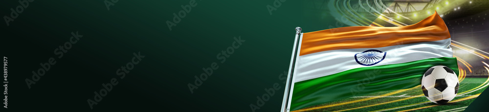 India Flag with Football Soccer and large Gradient Single Flag Stock ...