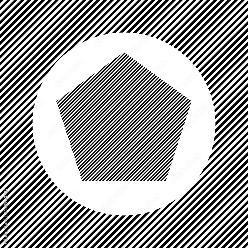 A large pentagon symbol in the center as a hatch of black lines on a ...