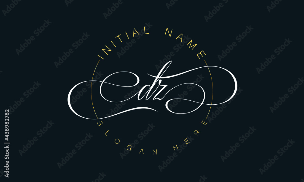 DZ/ZD cursive letter stylish luxury logo in golden, white color with ...