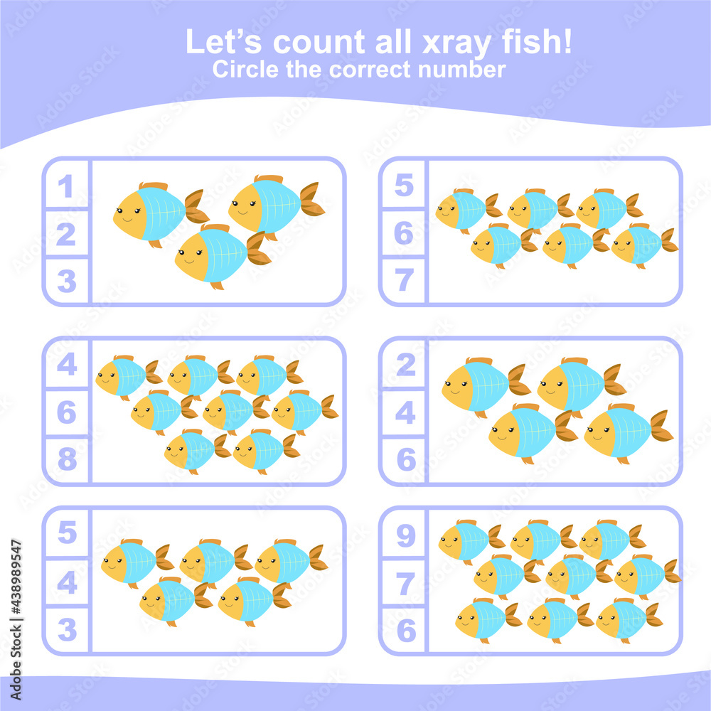 Counting all xray fish game for Preschool Children. Educational ...