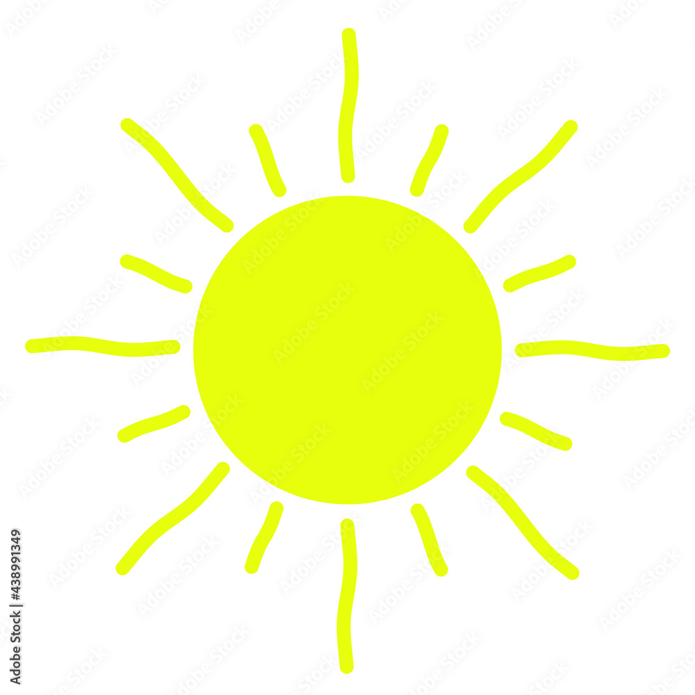 Vecteur Stock Sun. Yellow sun icon with billowing rays on white ...