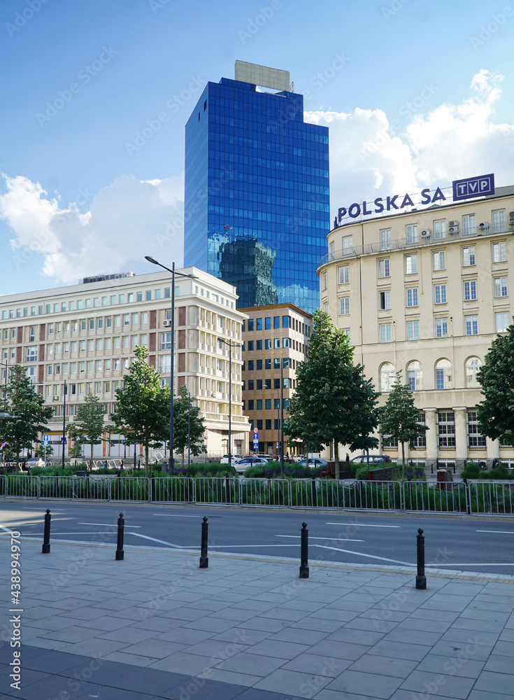 Warsaw, Poland - June 11,2021: Contemporary modern architecture between ...