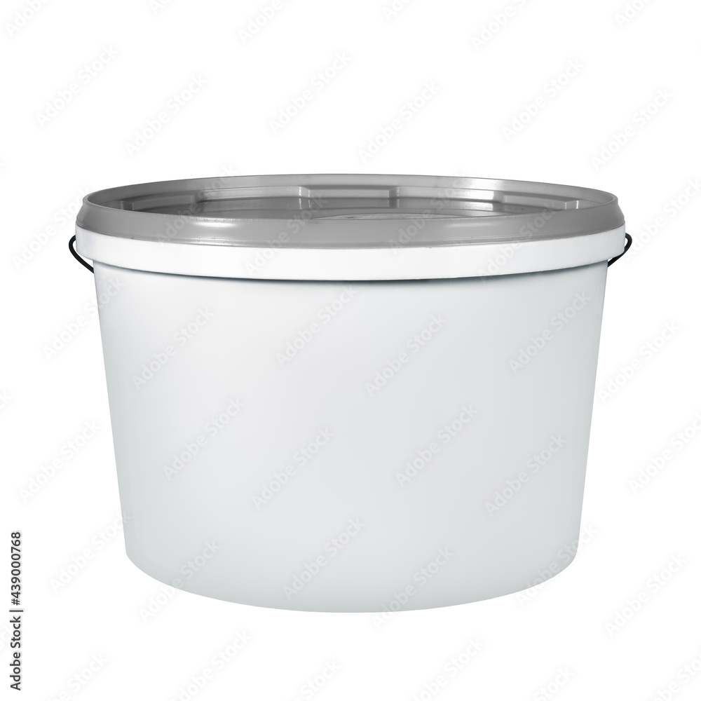 White plastic bucket isolated on white background. White plastic bucket ...