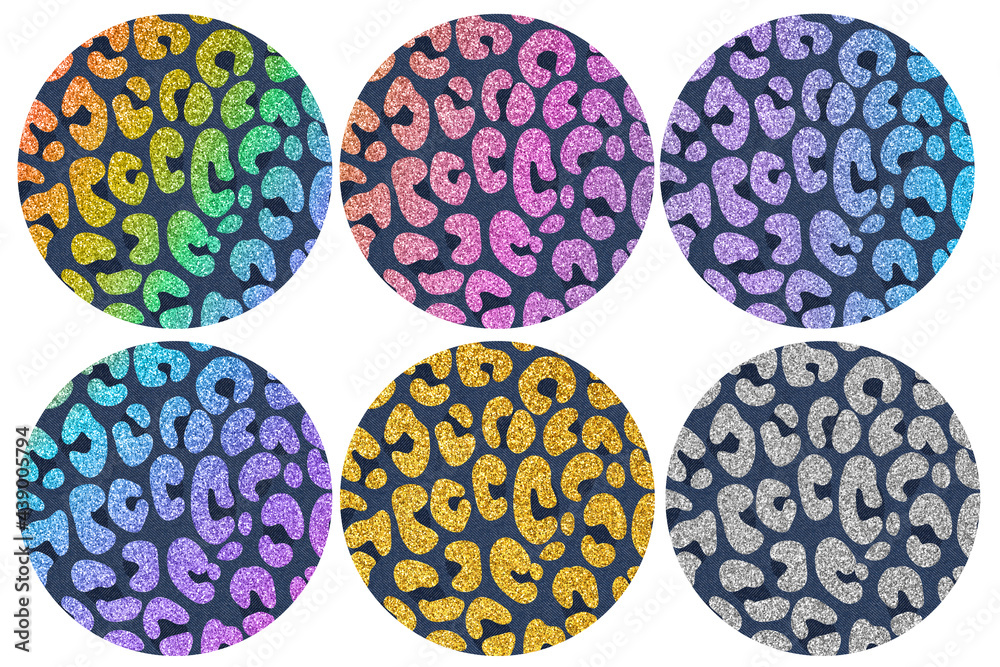 Round key- chain, magnet, cover design with leopard- skin pattern ...