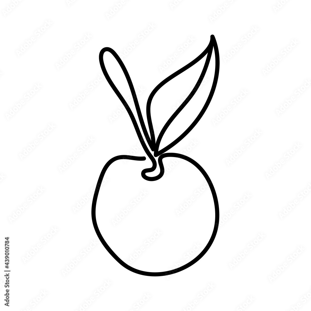Cherry - one line drawing. Cherry fruits isolated on white background ...