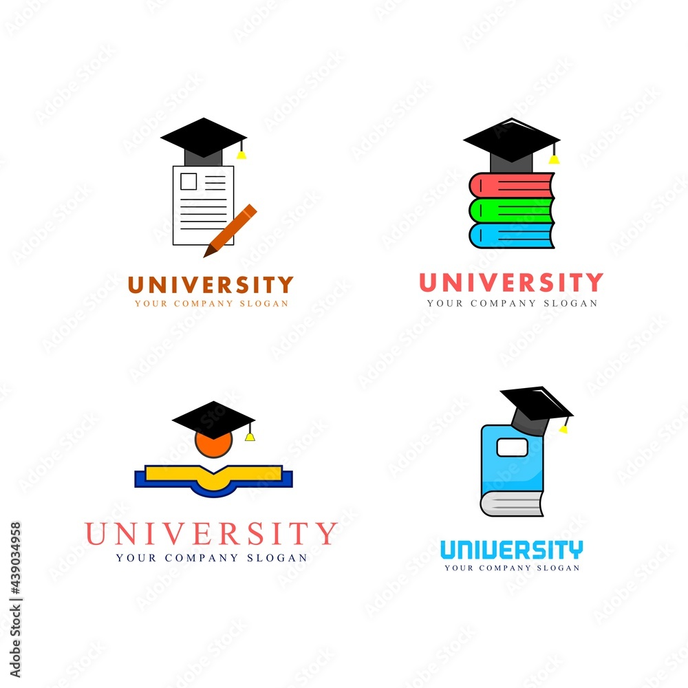 collection of college university logos, book logos and graduation caps ...