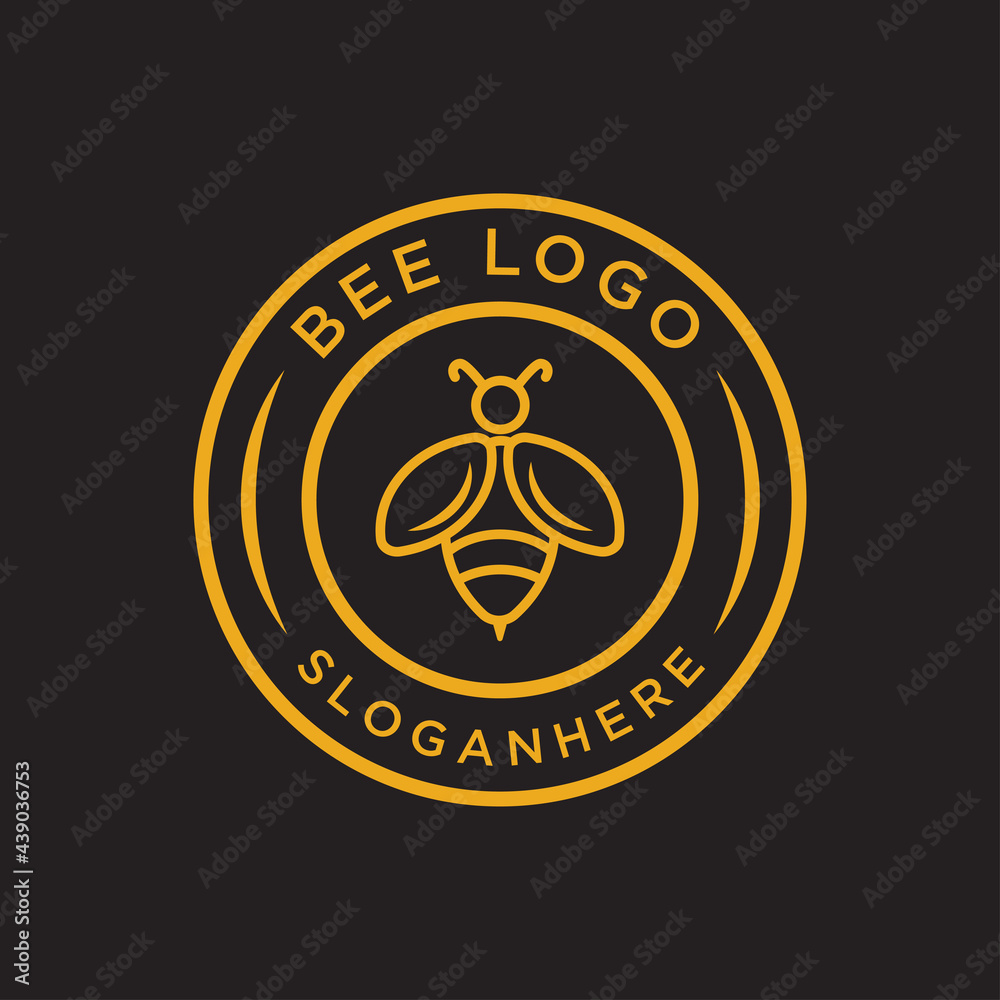 vintage bee logo design vector template Stock Vector | Adobe Stock