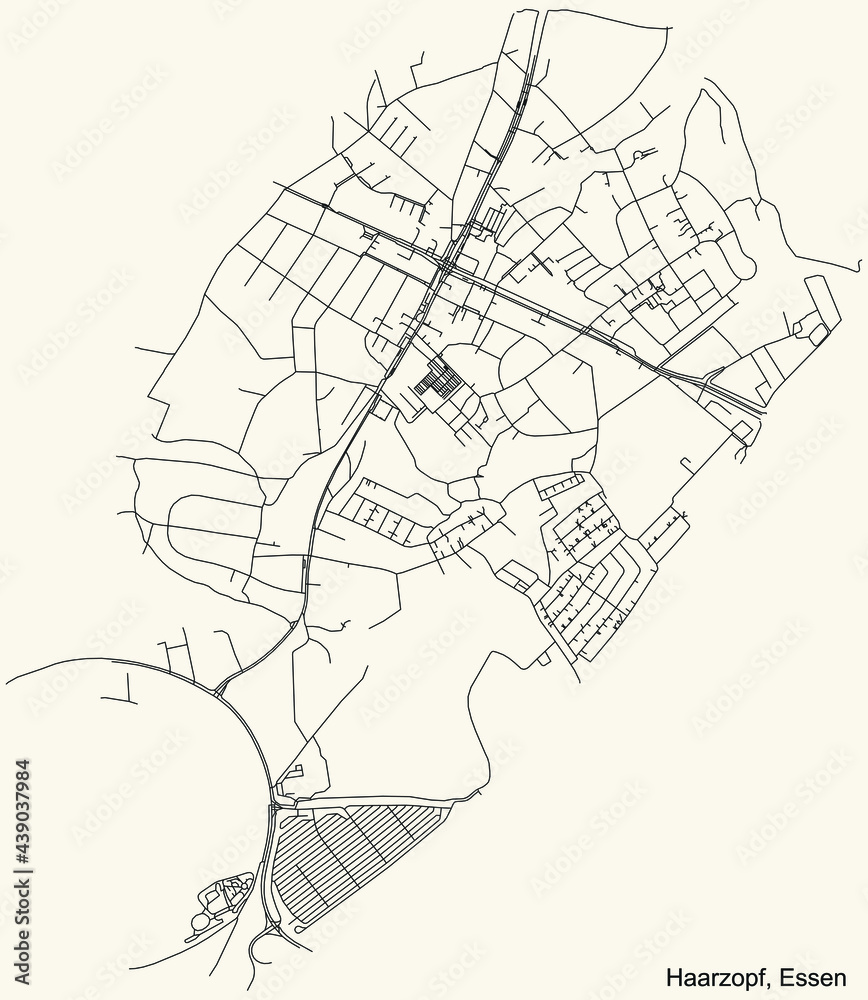 Black simple detailed street roads map on vintage beige background of ...