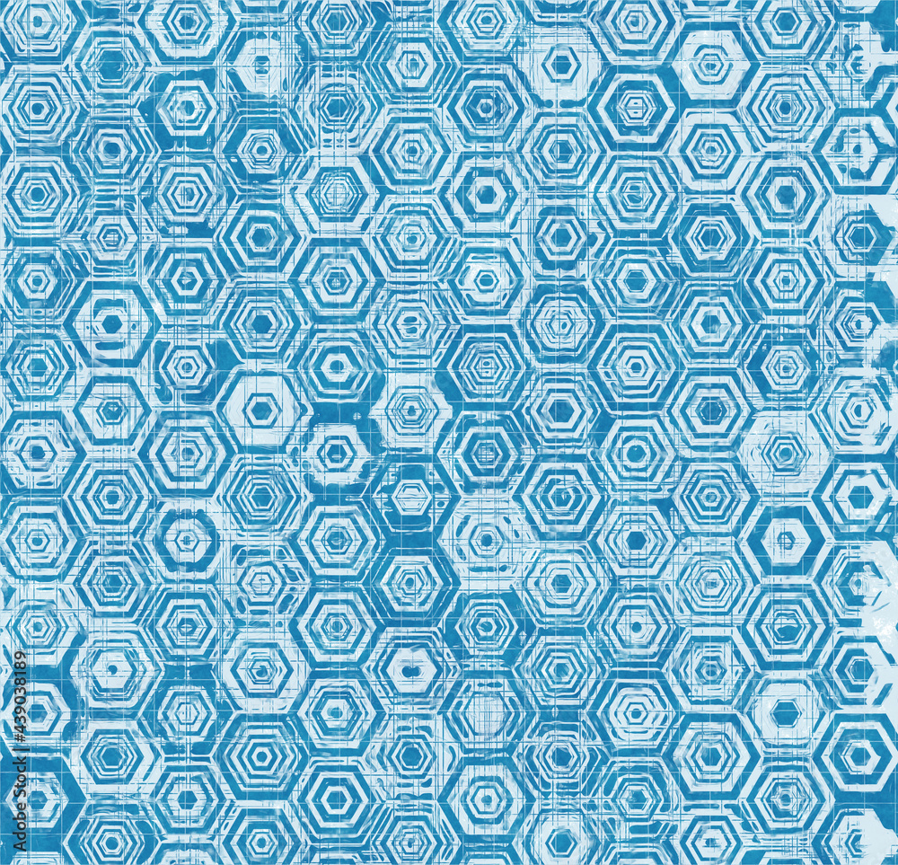 Seamless bright blue blueprint pattern for textile and print. High ...