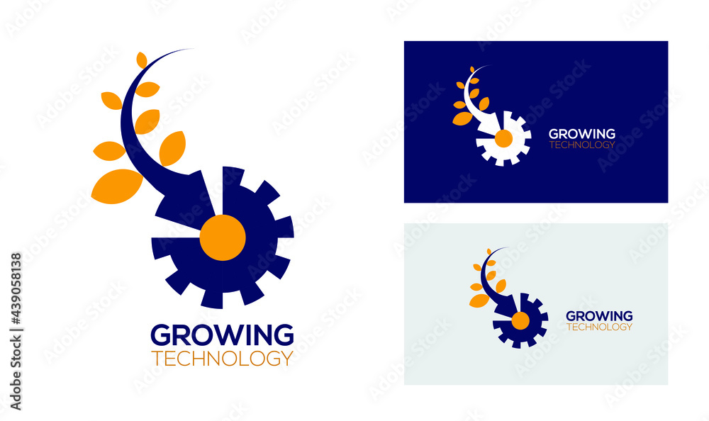 Agriculture and technology growing logo agro tech with orange and navy ...