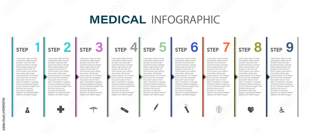 Medical information display Process chart Abstract element of the ...