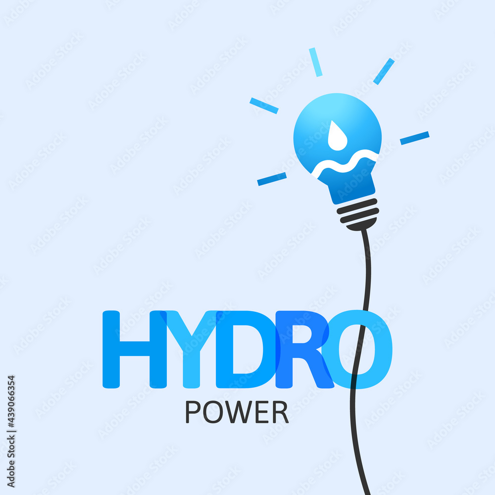 Hydro power, electricity and energy source concept with light bulb and ...