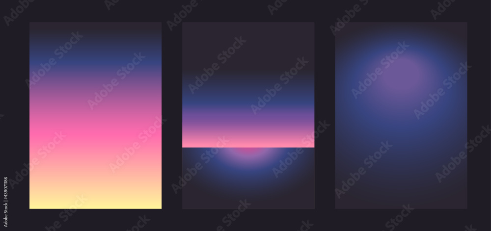 Neon light gradient. Futurism vector art set. Retrowave, synthwave ...