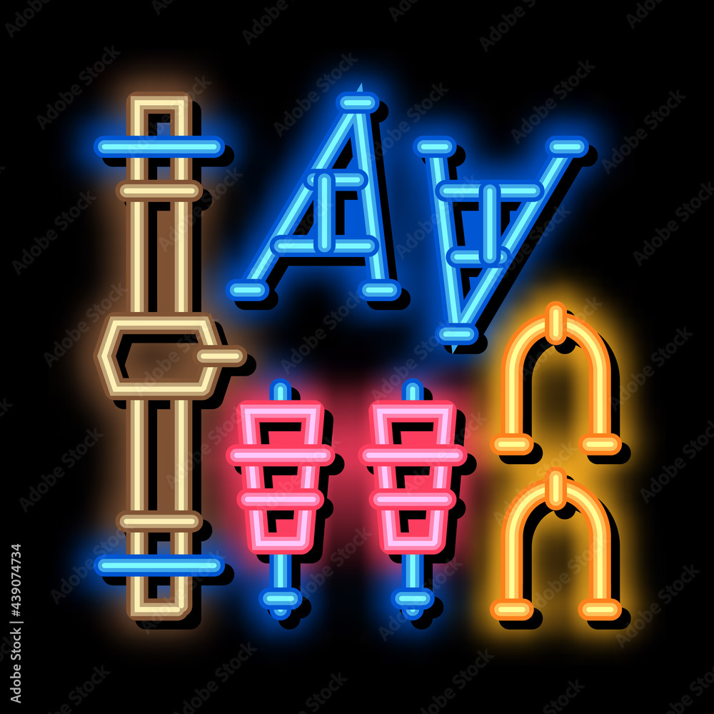 equipment karting track neon light sign vector. Glowing bright icon ...