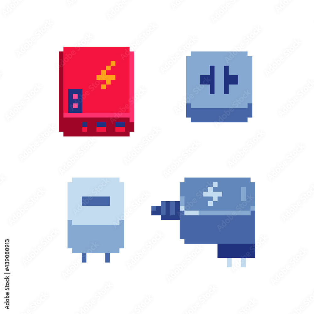 Charger pixel art icon. Isolated vector illustration. Design logo and ...