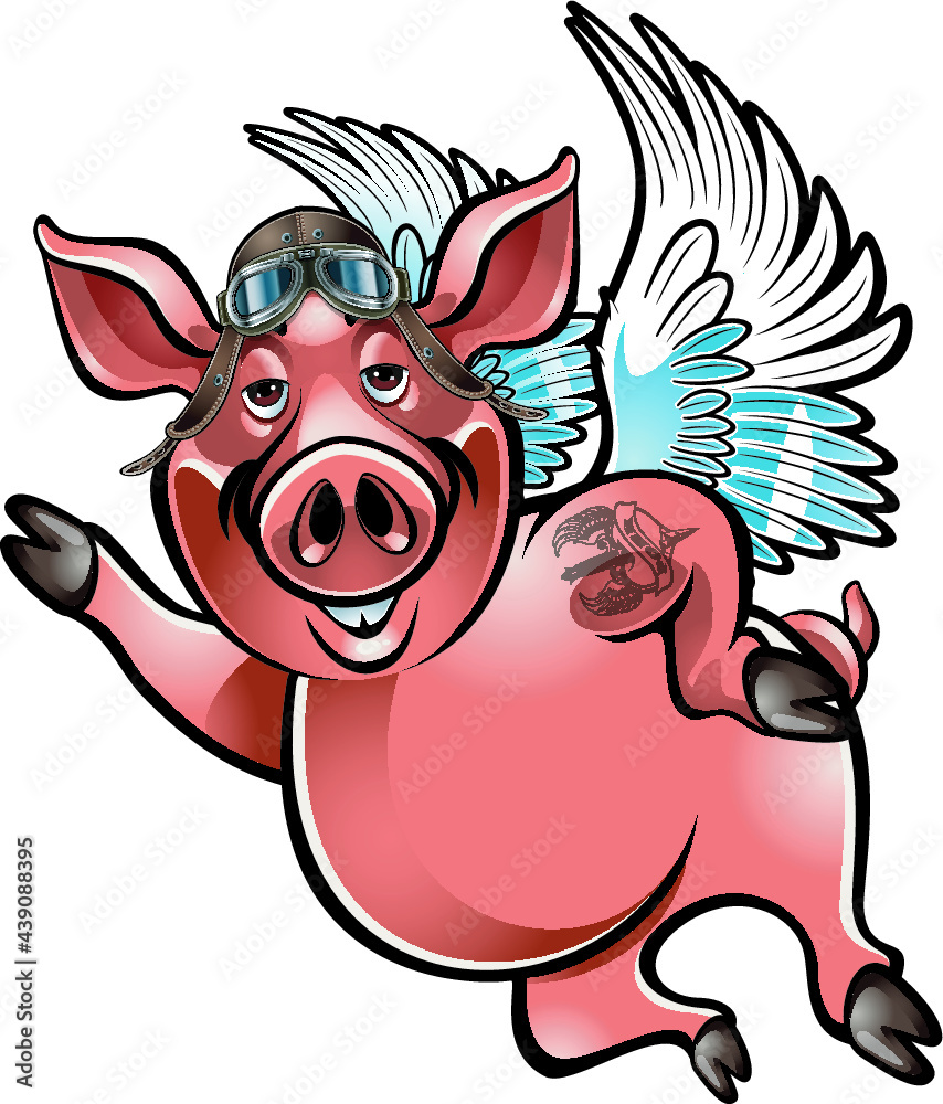 Vector illustration of flying pig Stock Vector | Adobe Stock