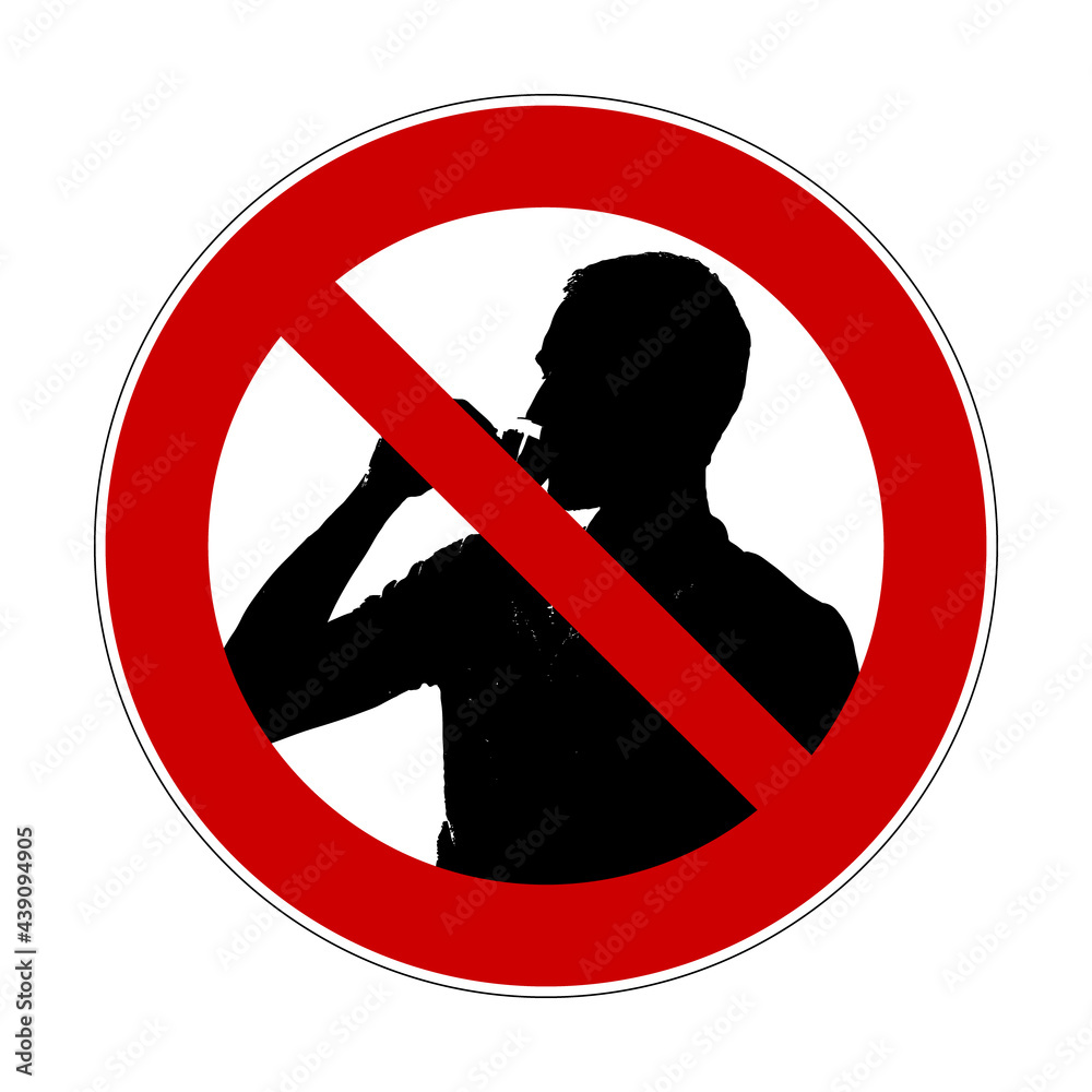 No drinking sign. Vector illustration of red crossed out circle ...