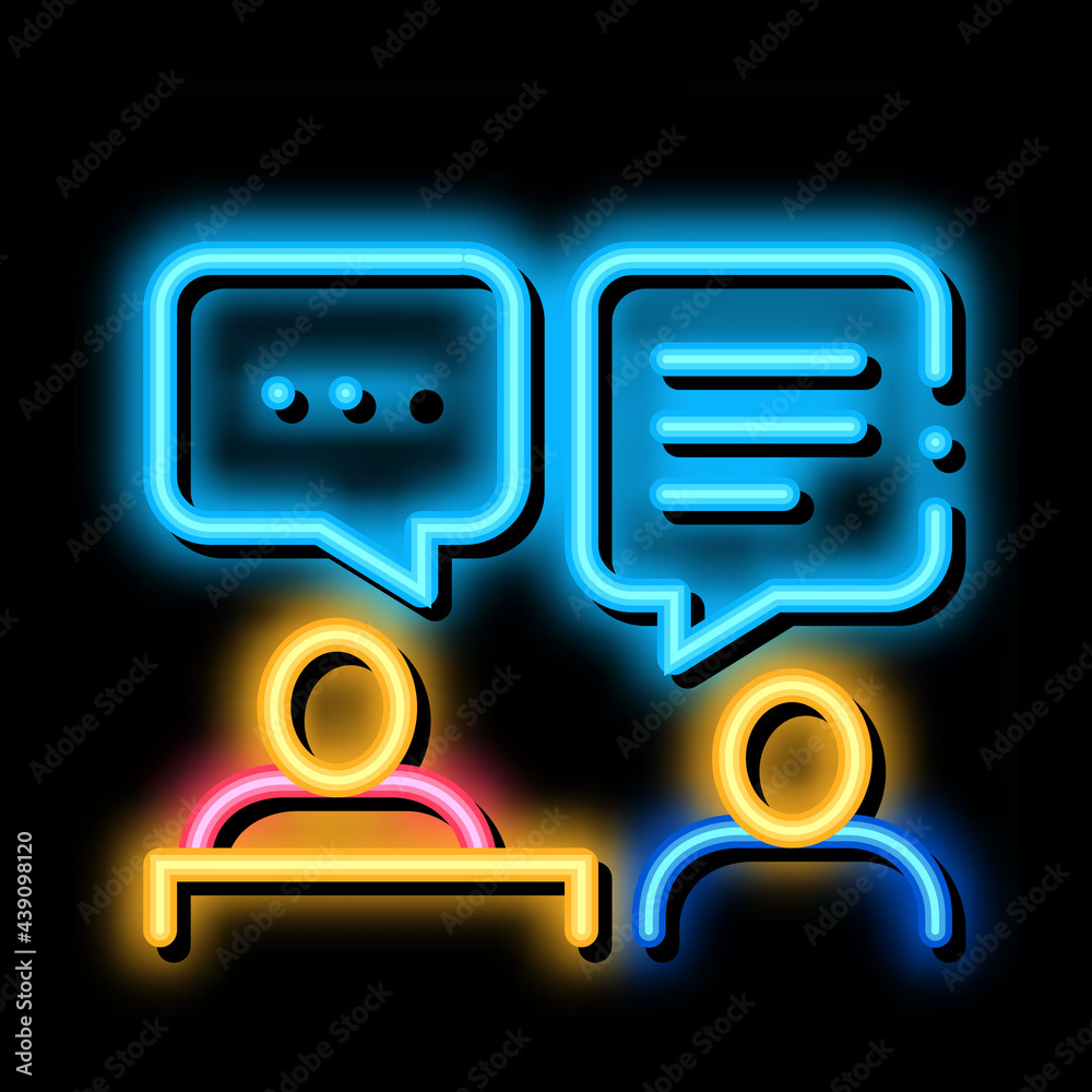 interview administrator neon light sign vector. Glowing bright icon ...
