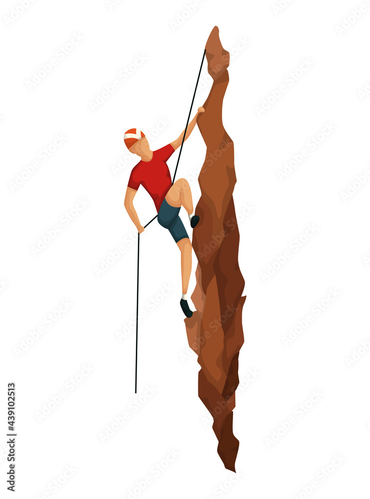 Mountain climbing. Men climbing on a rock mountain with professional ...