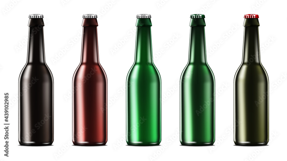 Clear blank glass bottle with cap isolated on white background, vector ...