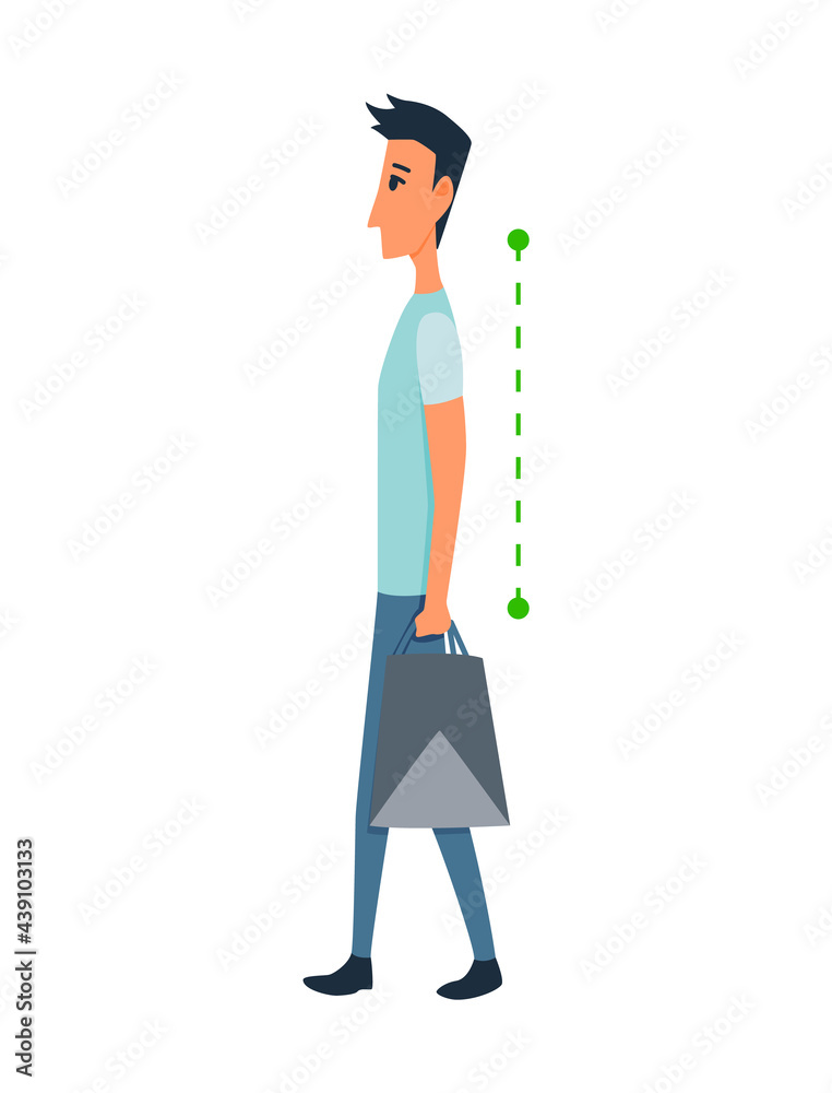 Posture and ergonomics. Correct alignment of human body in standing ...