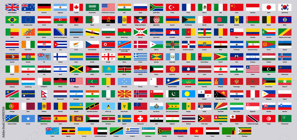 Vetor do Stock: National flags. World countries flag emblems, europe ...