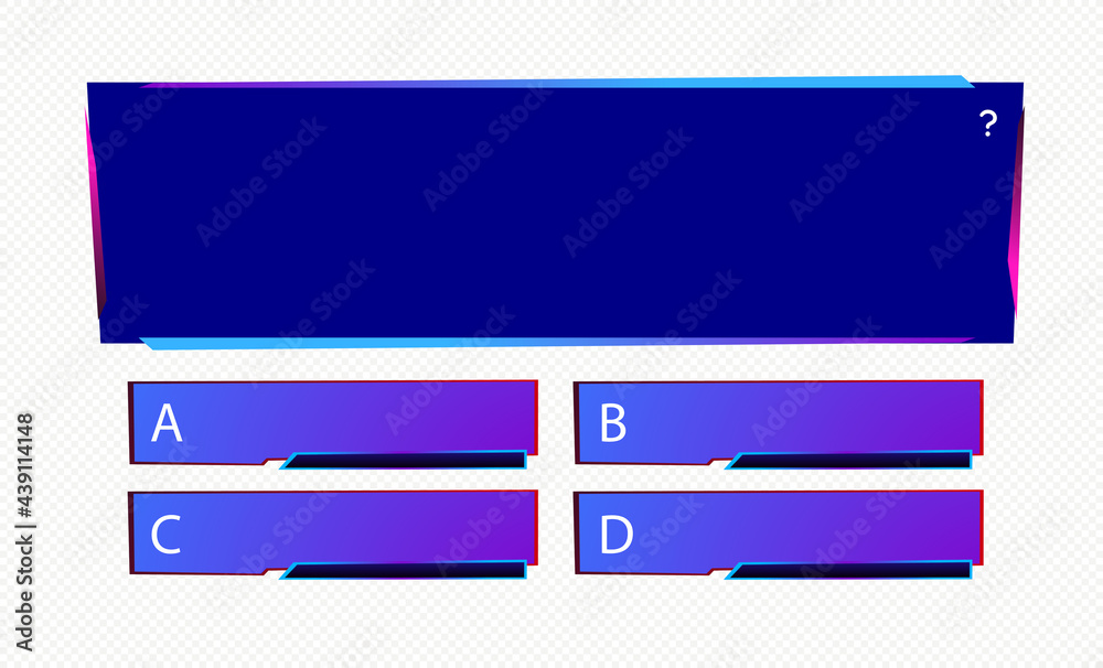 Template question and answers neon style for quiz game, exam, tv show ...