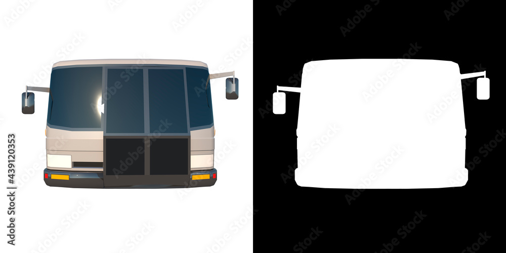 Shuttle Bus 1- Back view white background alpha png 3D Rendering ...