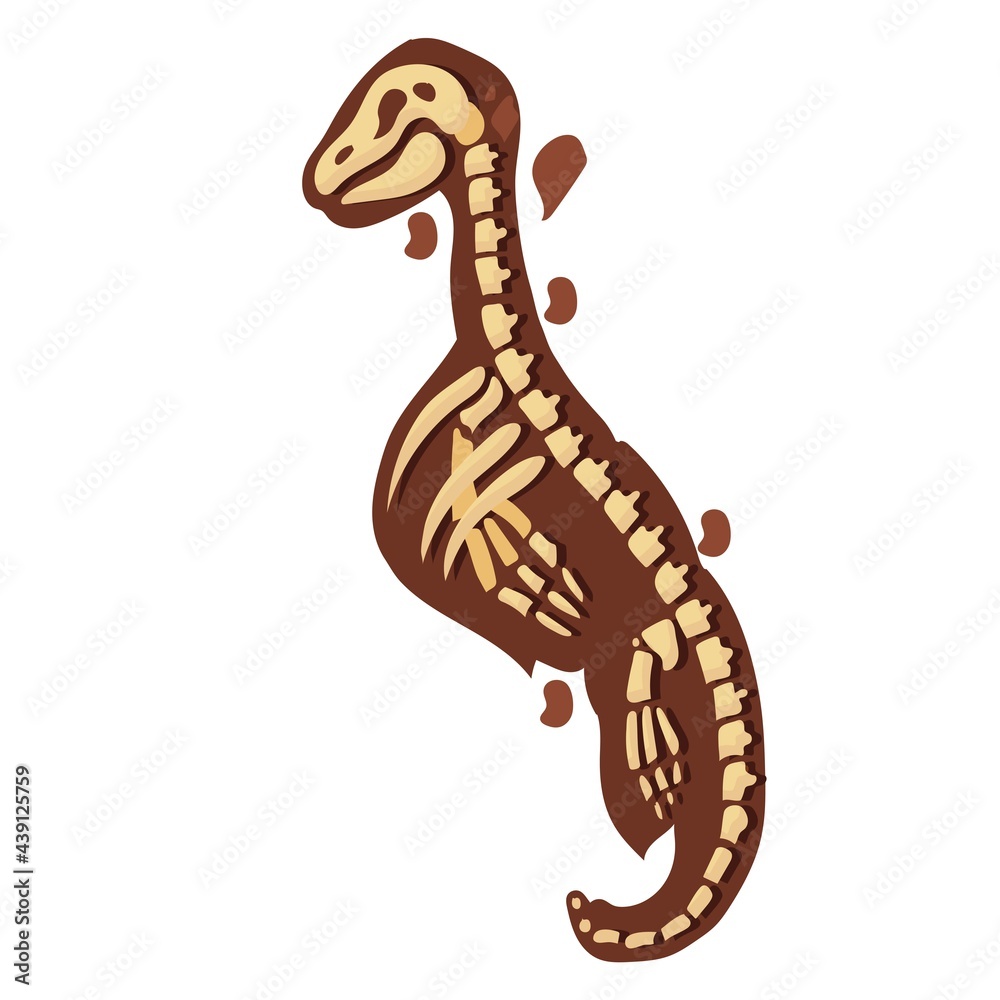 Dinosaur skeleton in cartoon style. The bones of a prehistoric animal ...