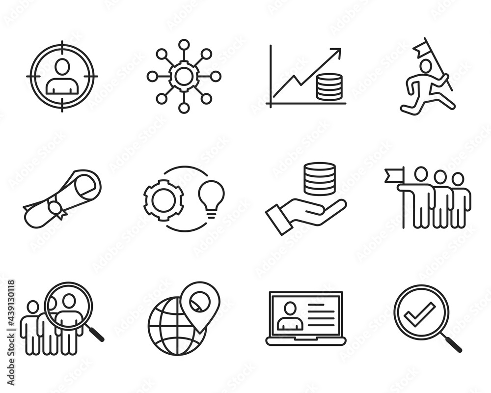 Headhunting And Recruiting set icon symbol template for graphic and web ...