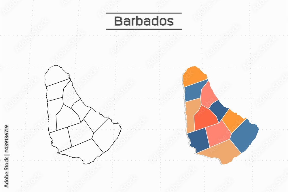 Barbados map city vector divided by colorful outline simplicity style ...
