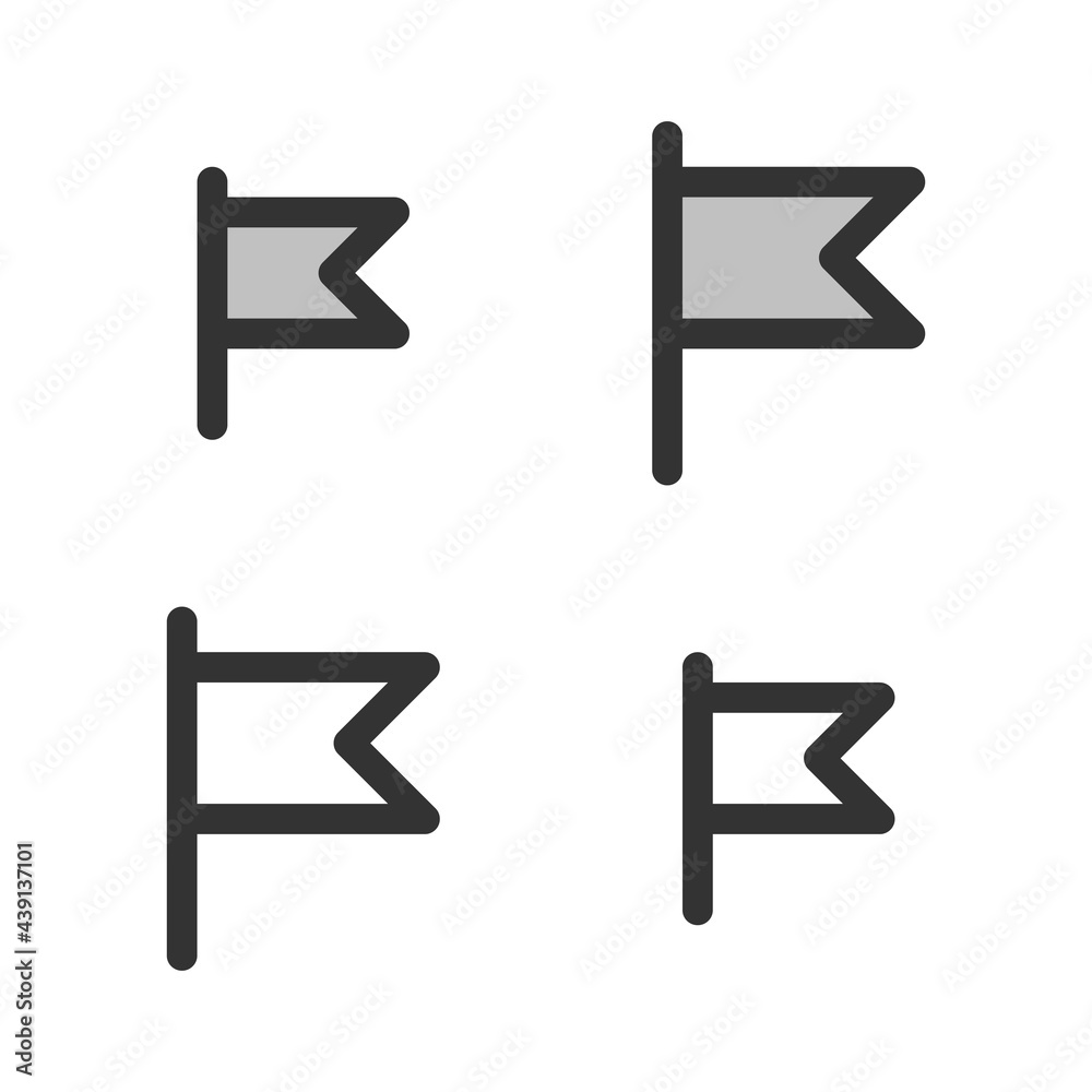 Pixel-perfect linear icon of a flag built on two base grids of 32x32 ...