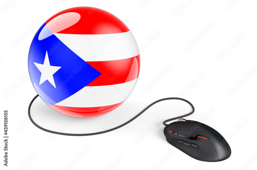 Computer mouse with Puerto Rican flag. Internet network in Puerto Rico ...