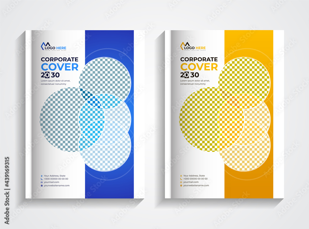 Corporate Blue And Orange Book Cover Design Template Set Stock Vector ...