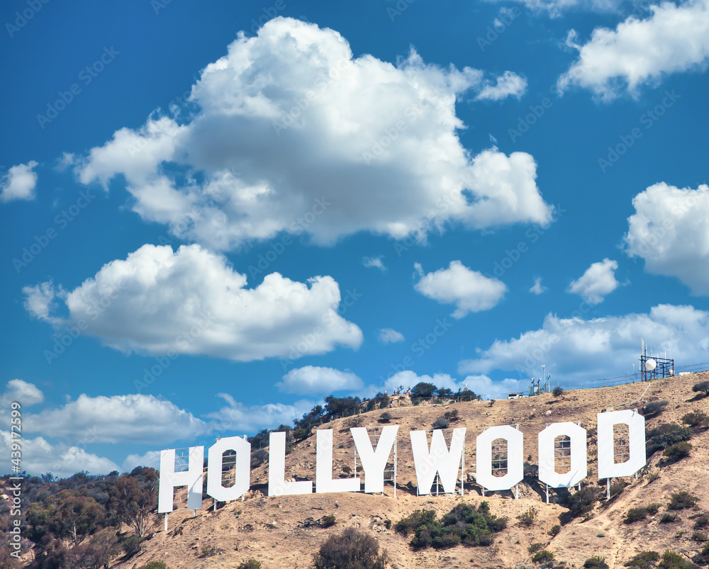 Hollywood sign in Los Angeles on blue sky Stock Photo | Adobe Stock