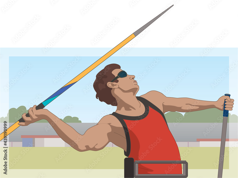 para sports paralympic javelin throw, visual impaired male athlete ...