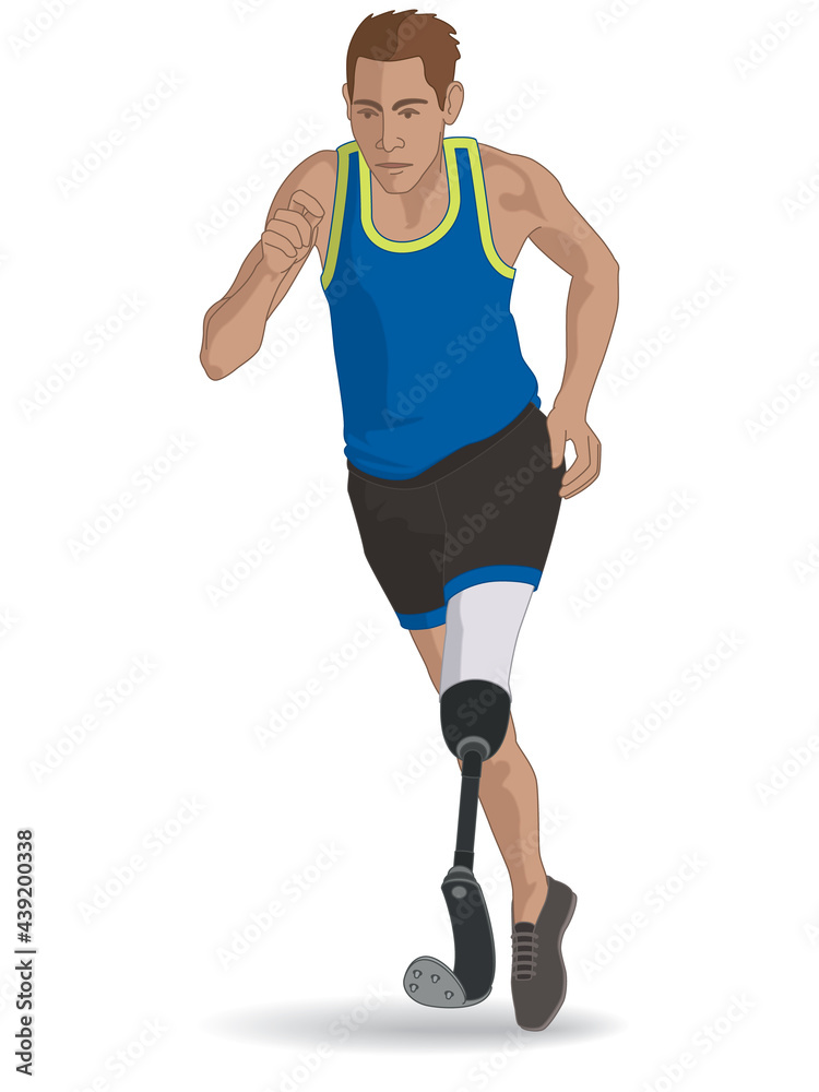 para sports paralympic track running, physical disabled male athlete on ...