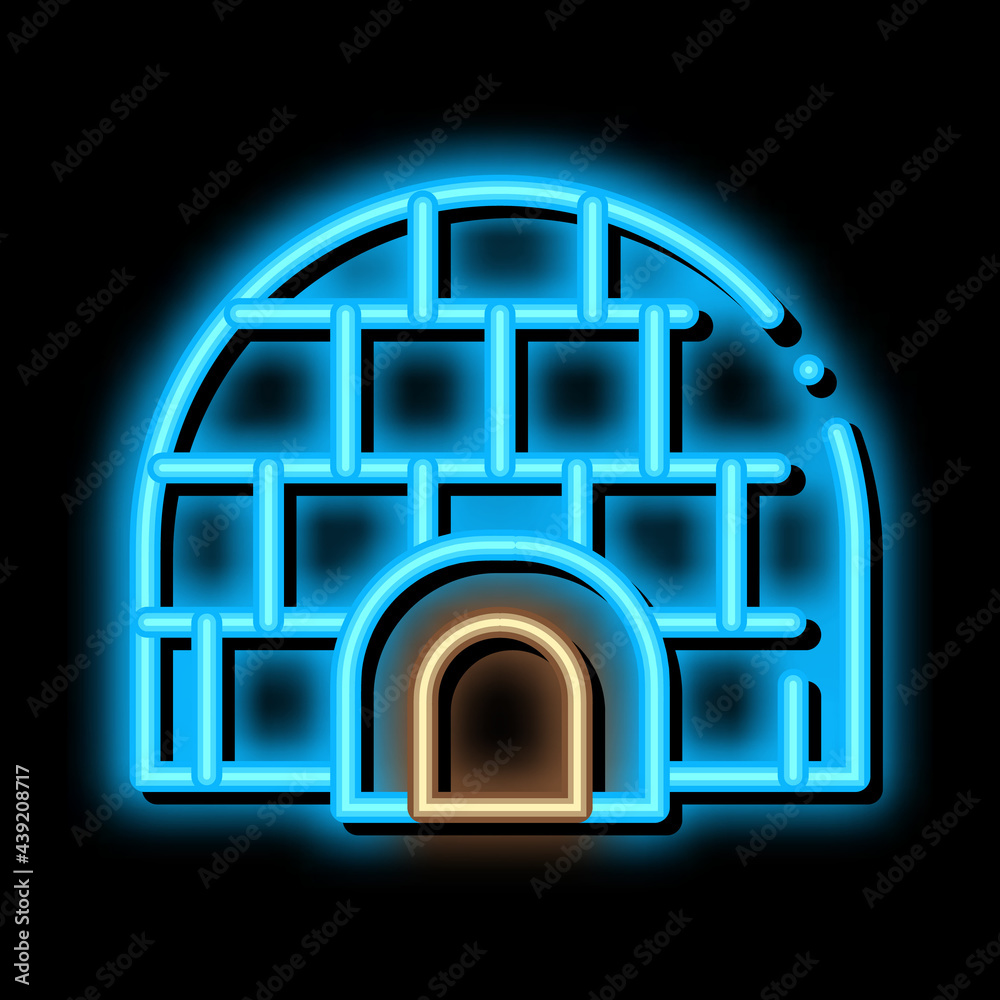 igloo icehouse neon light sign vector. Glowing bright icon igloo ...