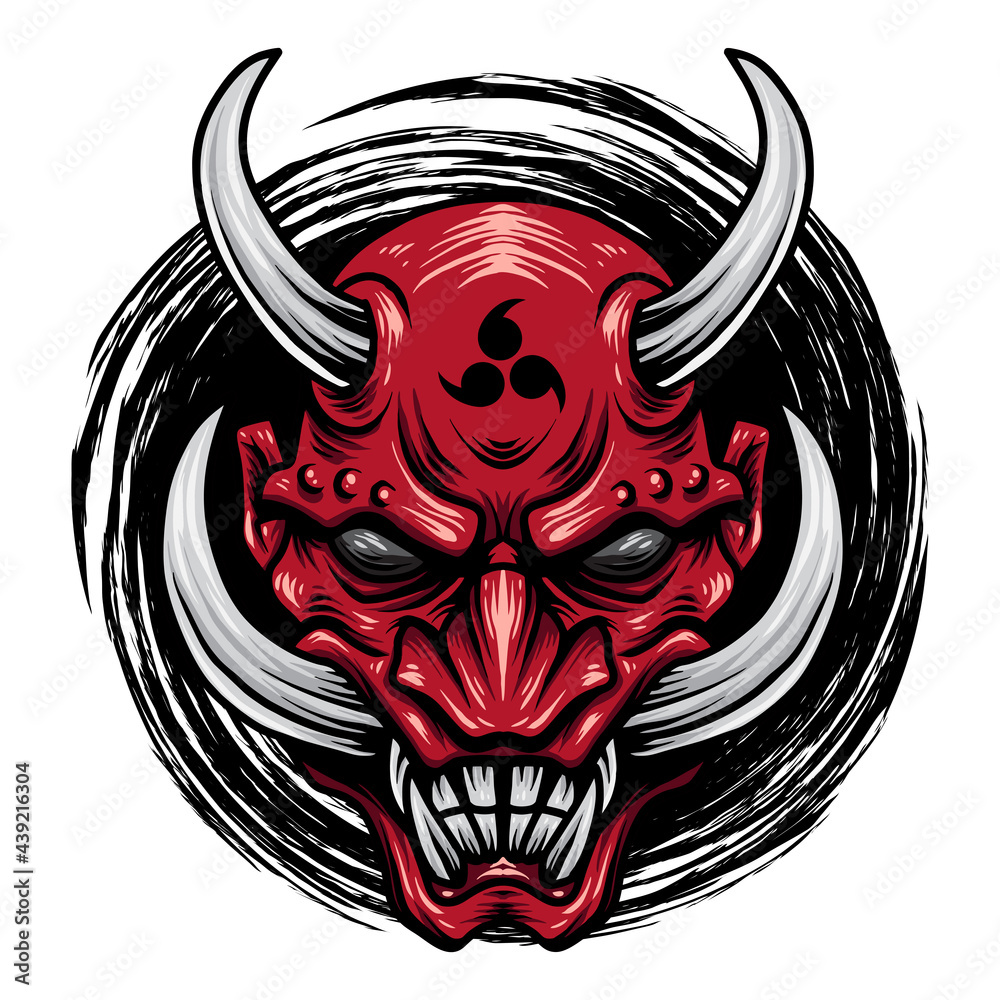 japanese red devil samurai design vector de Stock | Adobe Stock