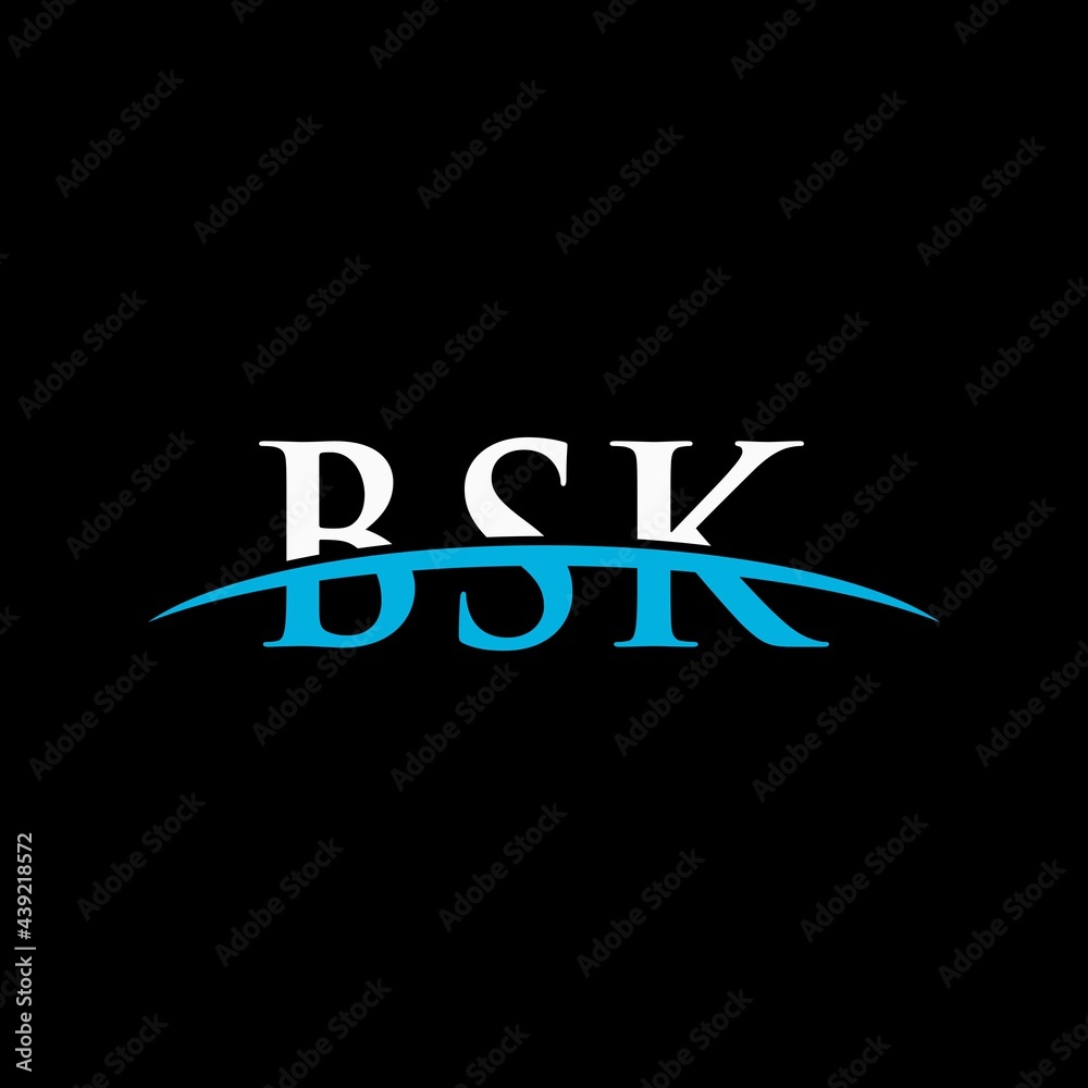 BSK initial overlapping movement swoosh horizon, logo design ...