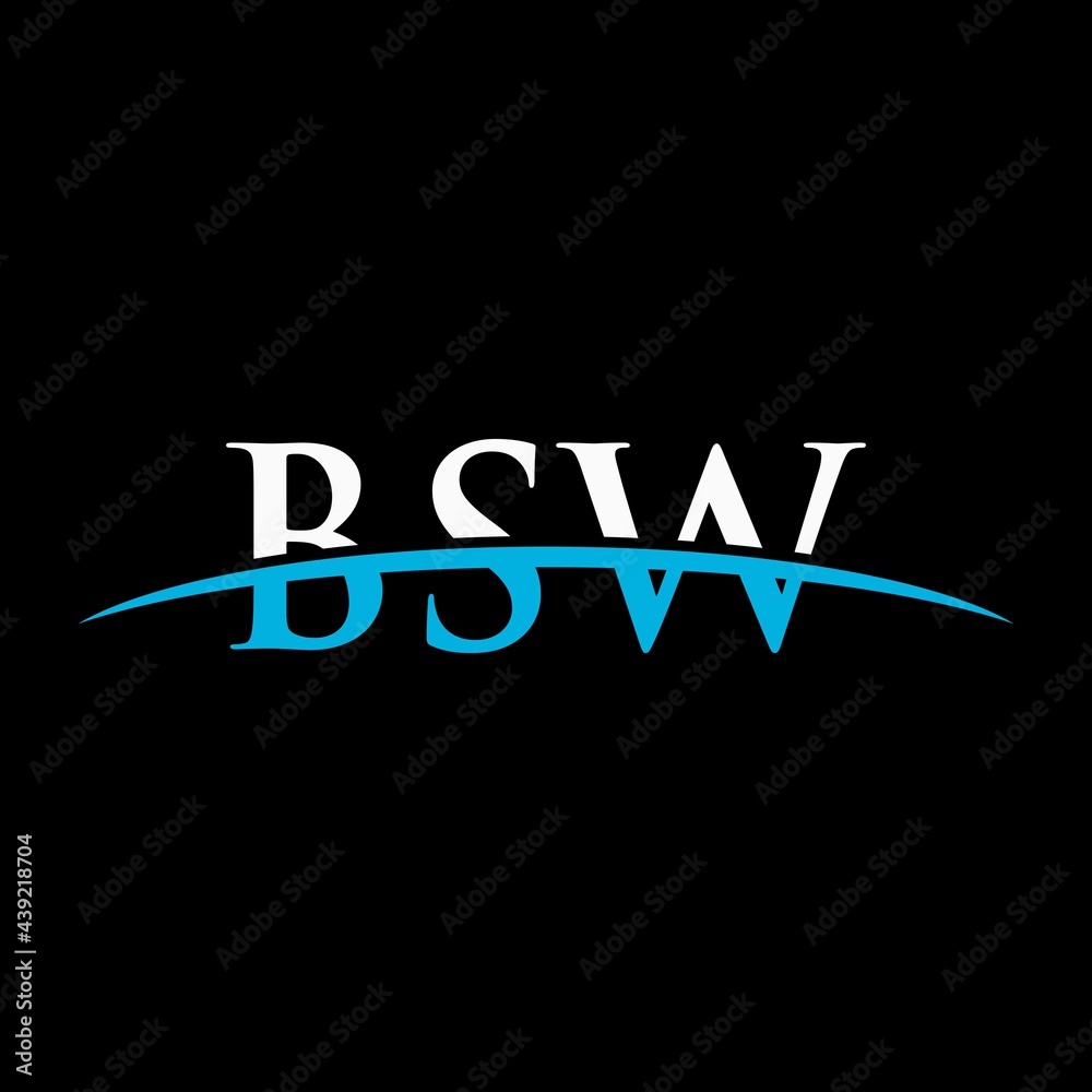 BSW initial overlapping movement swoosh horizon, logo design ...