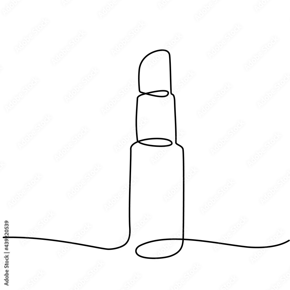 Decorative cosmetics for makeup - Lipstick, continuous one line drawing ...