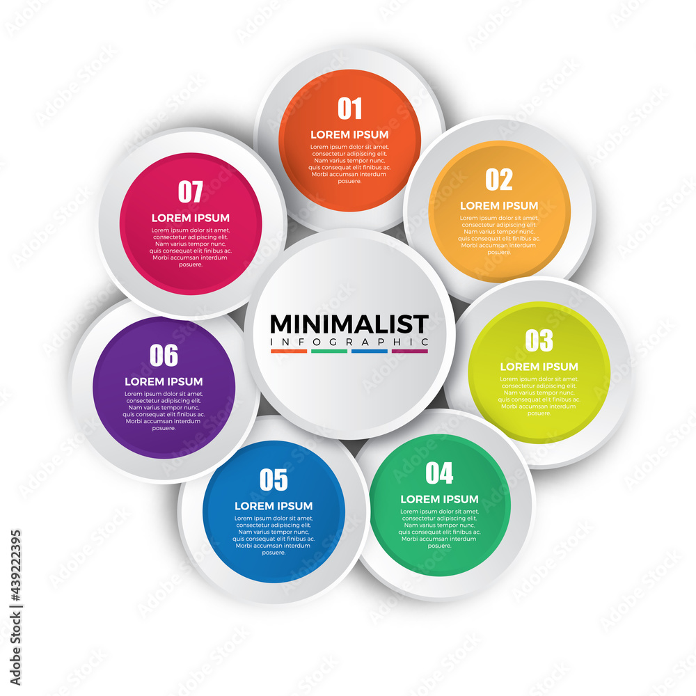 Vector circle chart template for infographics with 7 options. Pie chart ...