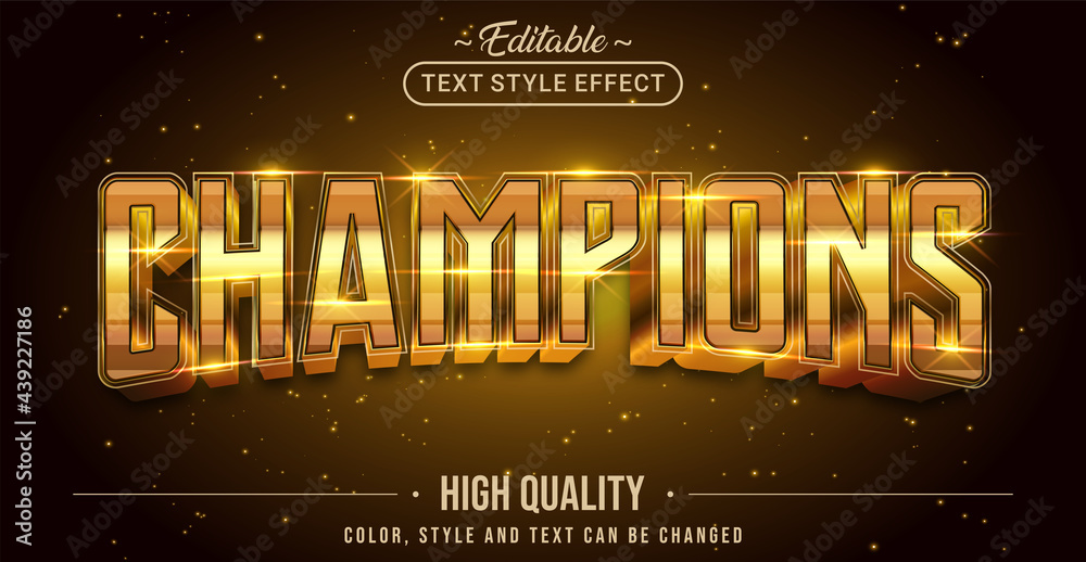 Editable text style effect - Champions text style theme. Stock Vector ...